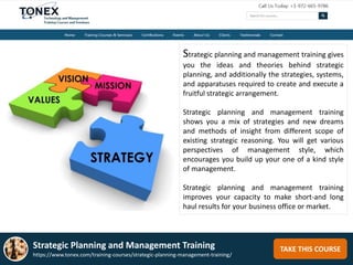 Strategic Planning and Management Training | PPTX | Business ...