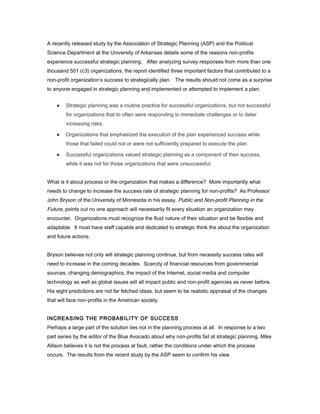 Strategic Planning for Non-profits A Worthwhile Endeavor or A Waste of ...