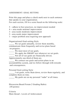 Strategic Planning & Goal SettingASSESSMENTS STRATEG.docx | Business ...