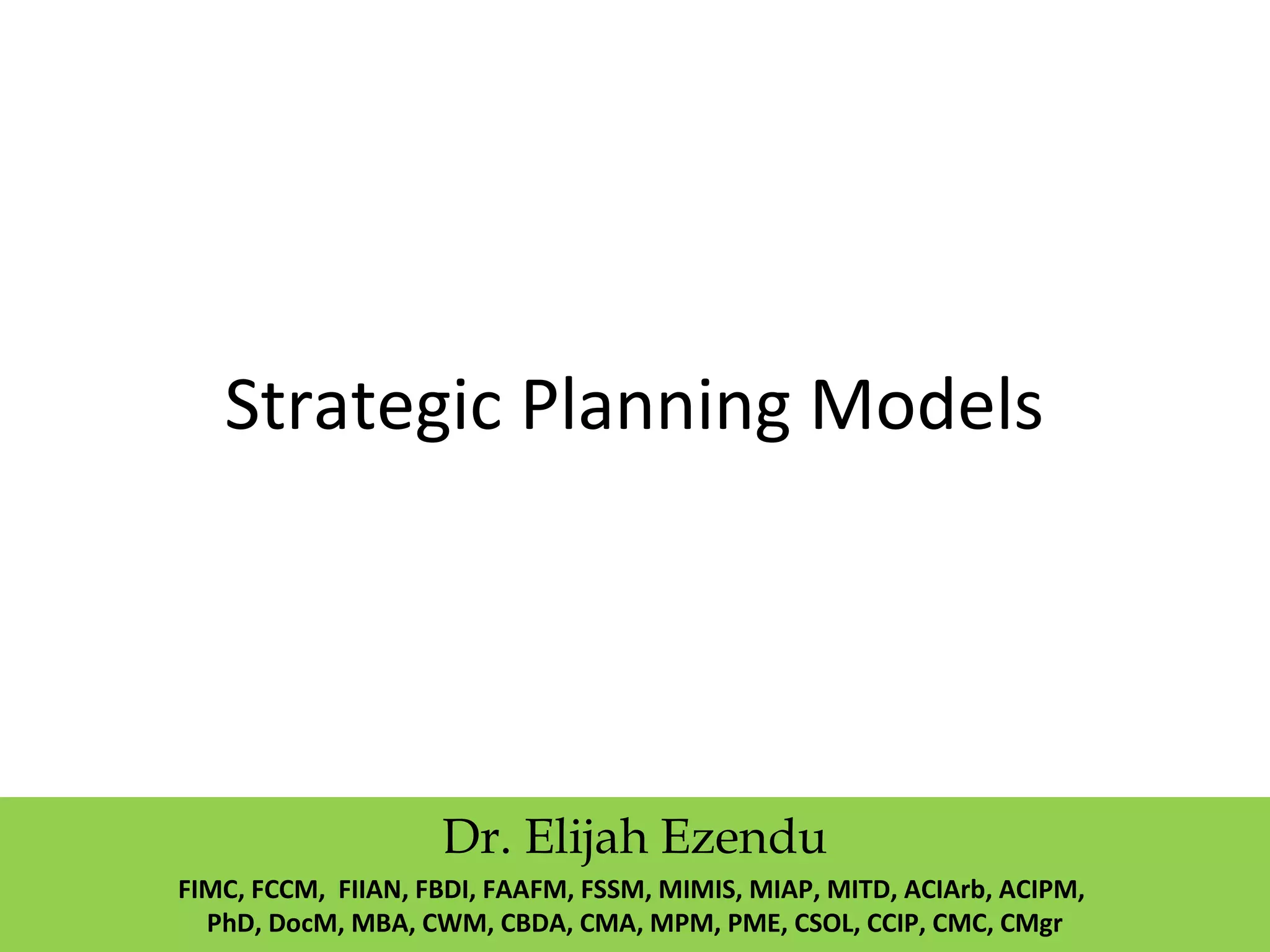 Strategic Planning Models | PPT
