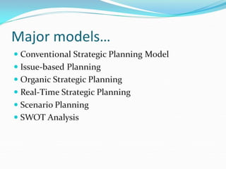 Strategic planning models - Management Information Systems | PPTX