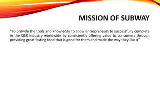 Strategic planning of subway | PPTX | Business | Business and Finance