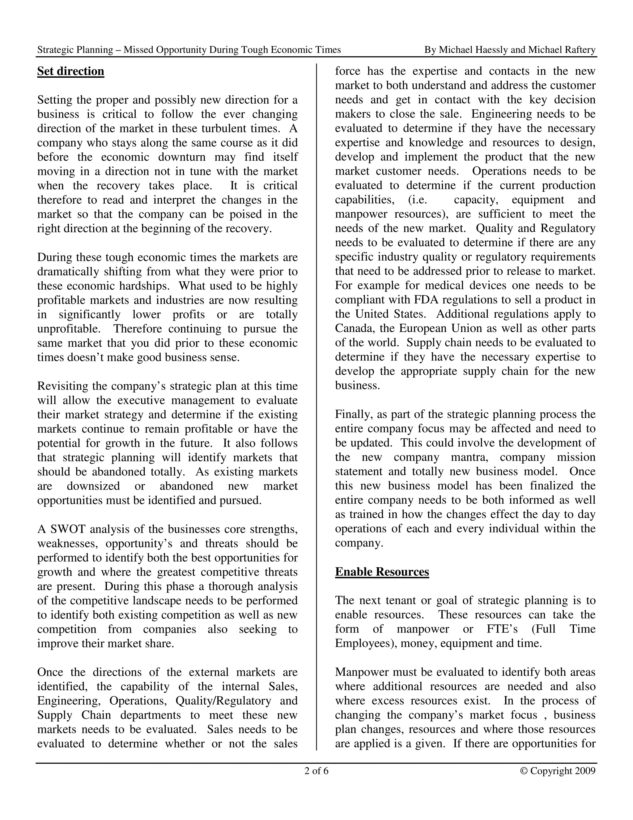 Strategic Planning Paper 7 2009 | PDF