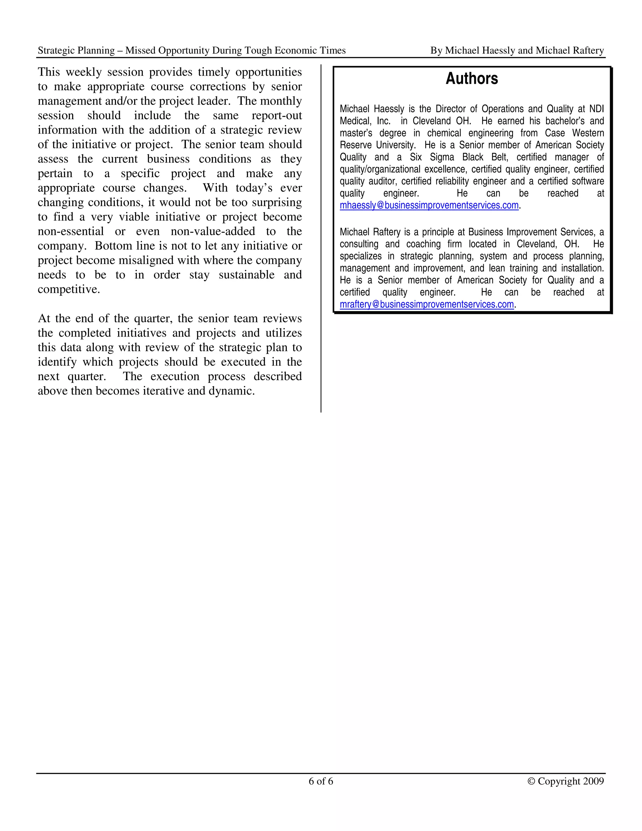 Strategic Planning Paper 7 2009 | PDF