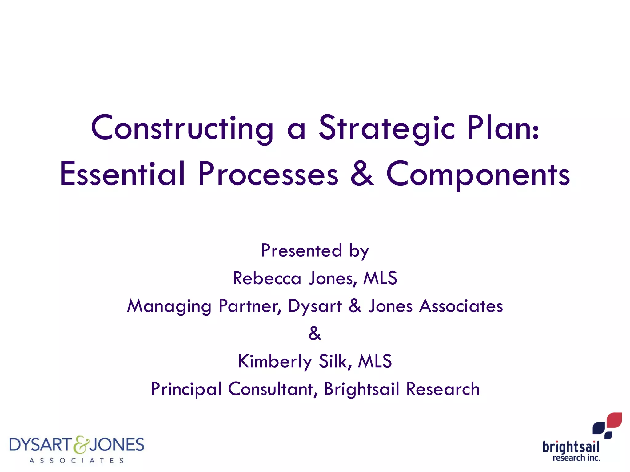 Constructing a Strategic Plan: Essential Processes and Components | PDF