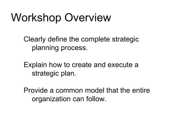Strategic Planning Workshop | PDF | Business | Business and Finance