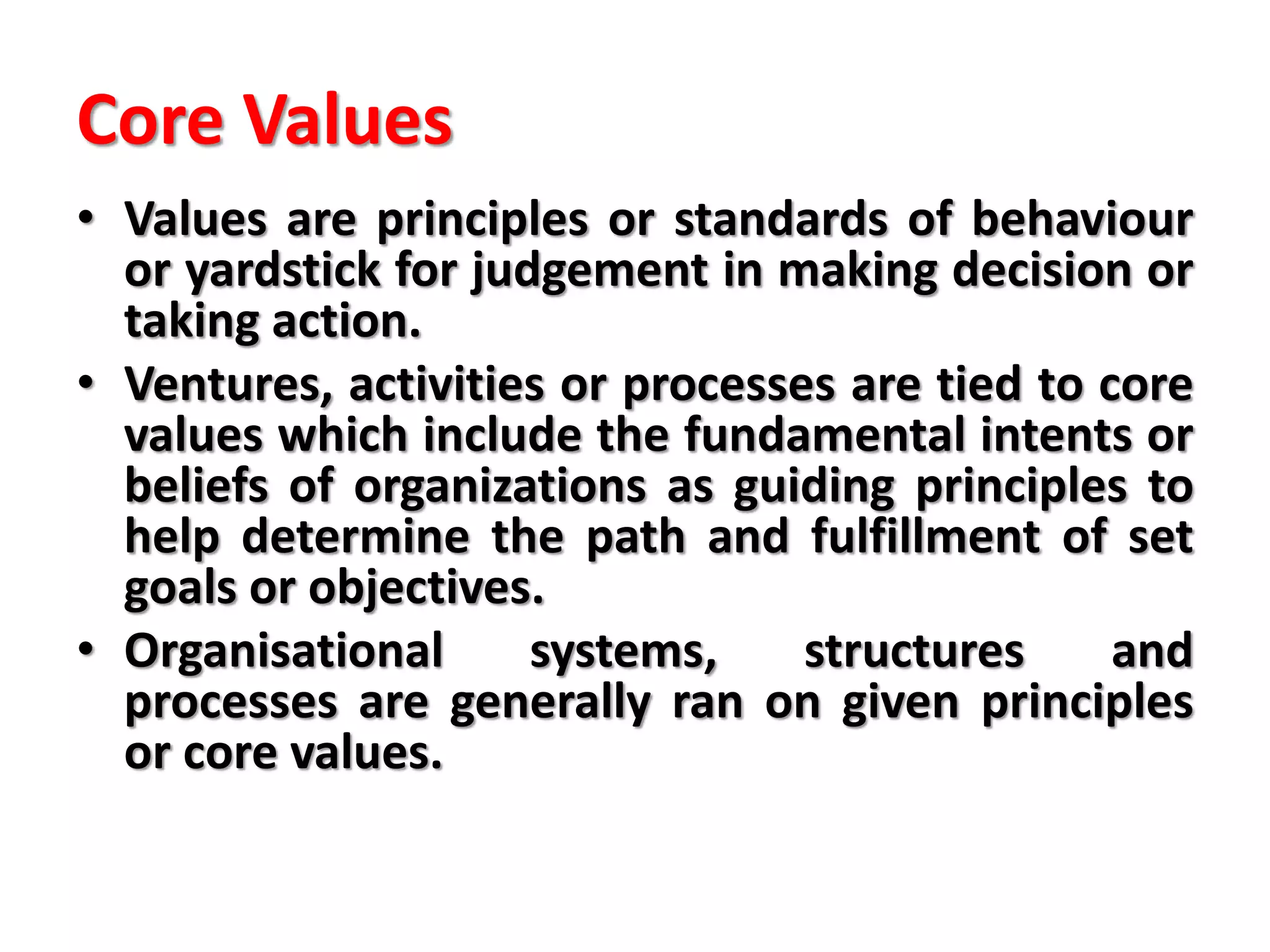 STRATEGIC PLANNING: SETTING VISION, MISSION, OBJECTIVES, GOALS AND CORE ...