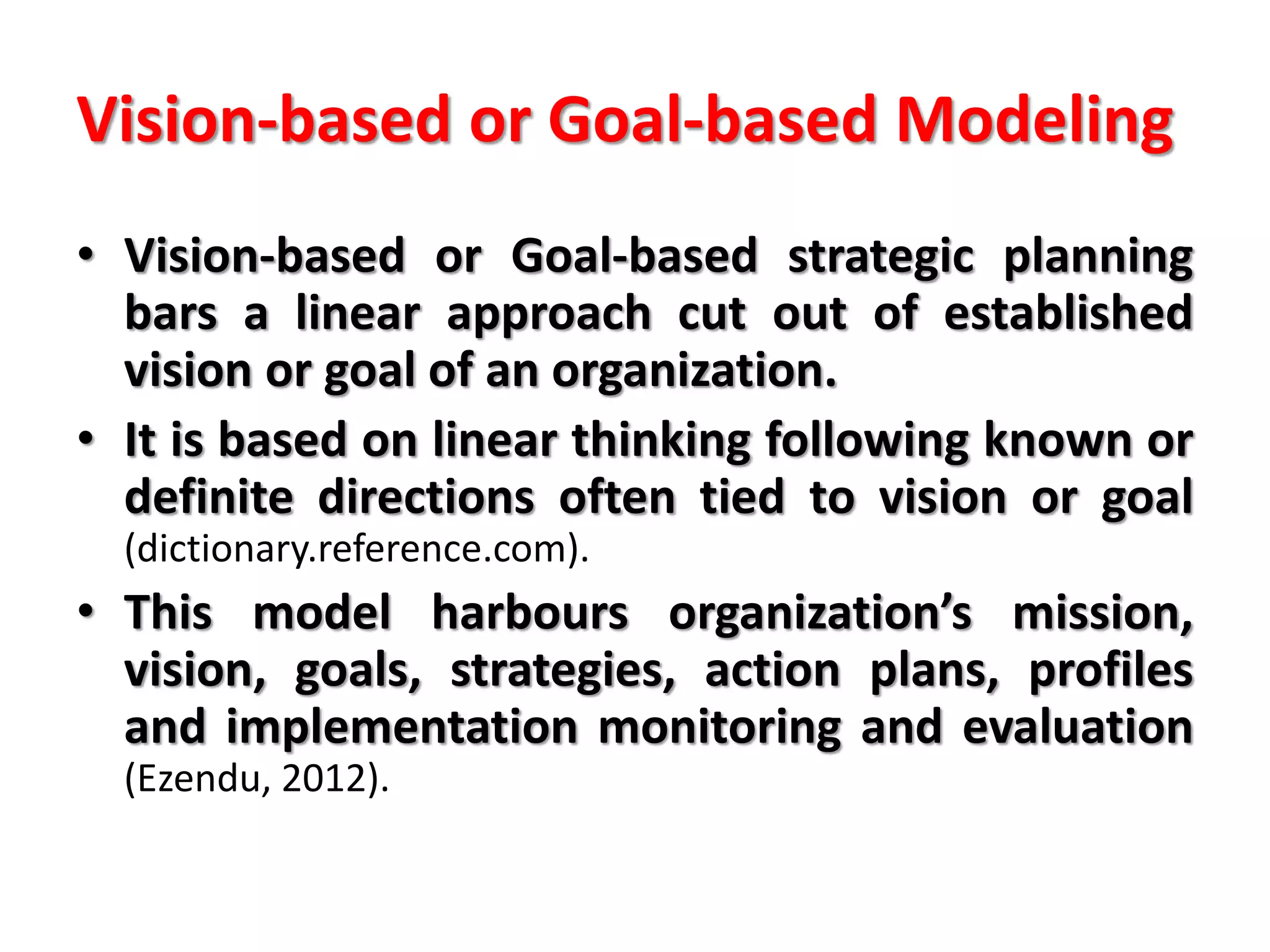 STRATEGIC PLANNING: SETTING VISION, MISSION, OBJECTIVES, GOALS AND CORE ...