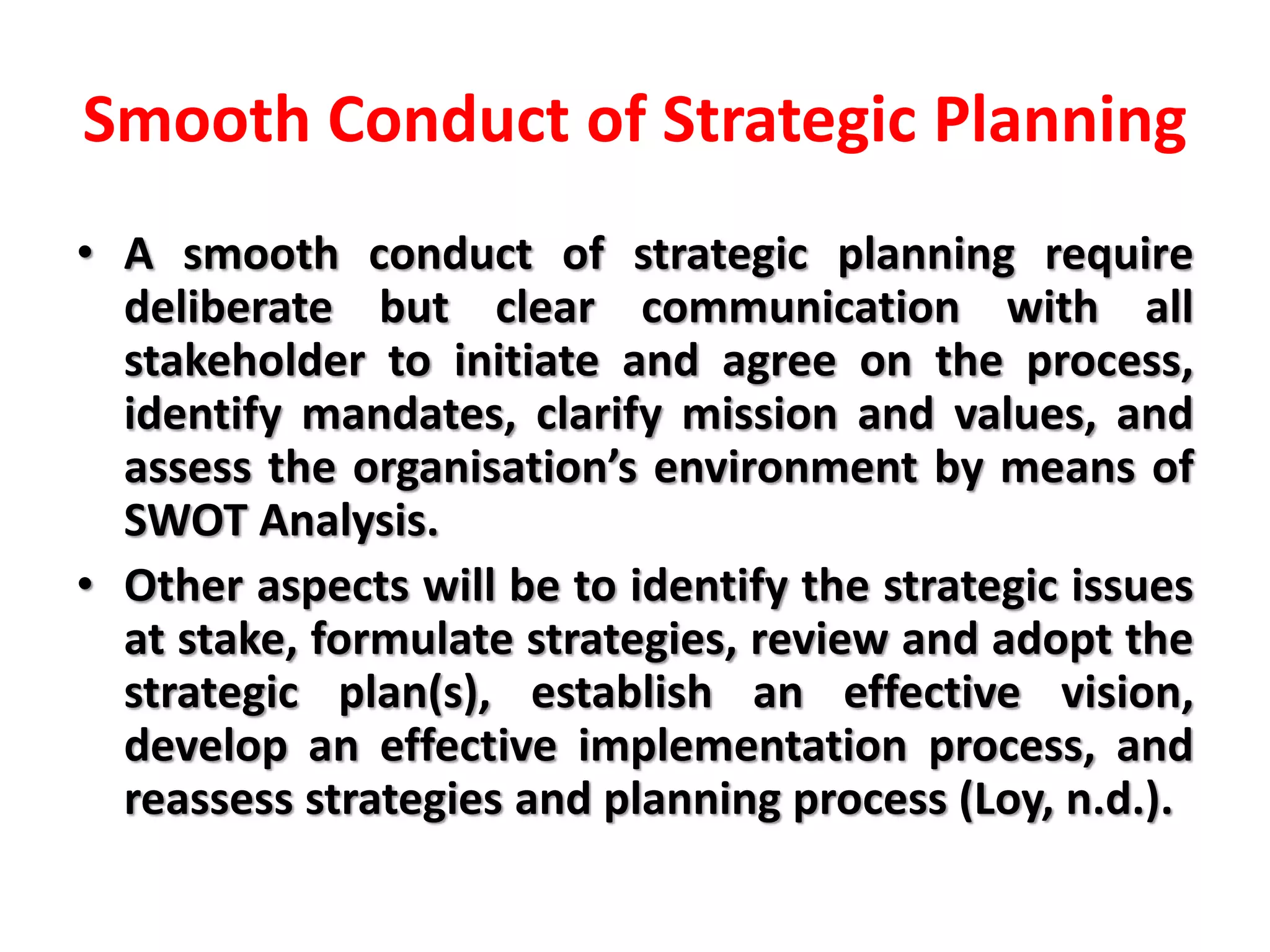 STRATEGIC PLANNING: SETTING VISION, MISSION, OBJECTIVES, GOALS AND CORE ...
