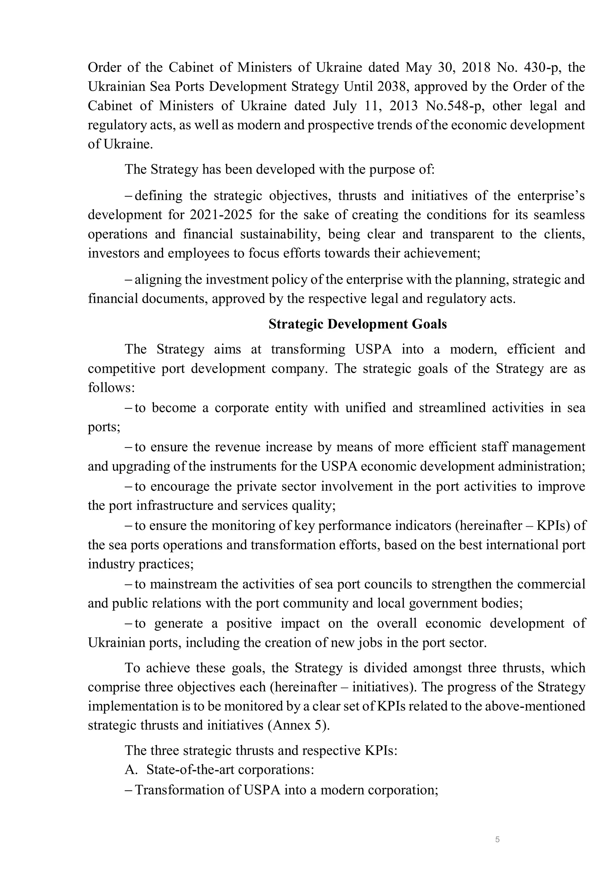 Strategic Development Plan of USPA for 2021-2025 (unofficial ...