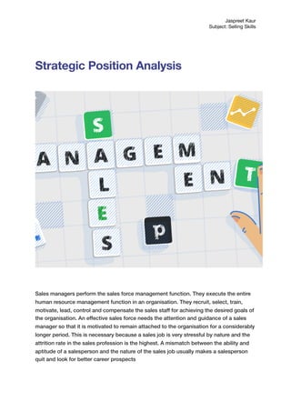 Recruitment of Salesforce- strategic position analysis | PDF
