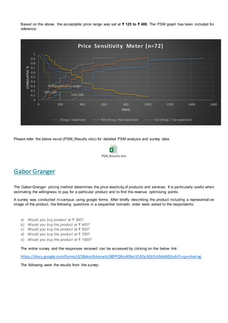 Strategic pricing project using Von Westerndorp and Gabor Granger ...