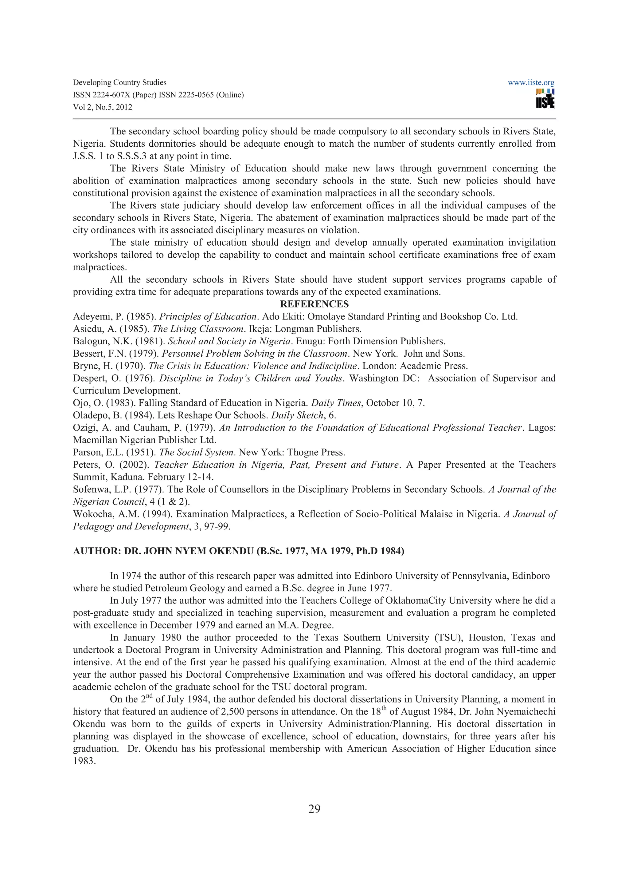 Strategic program development and examination malpractices | PDF