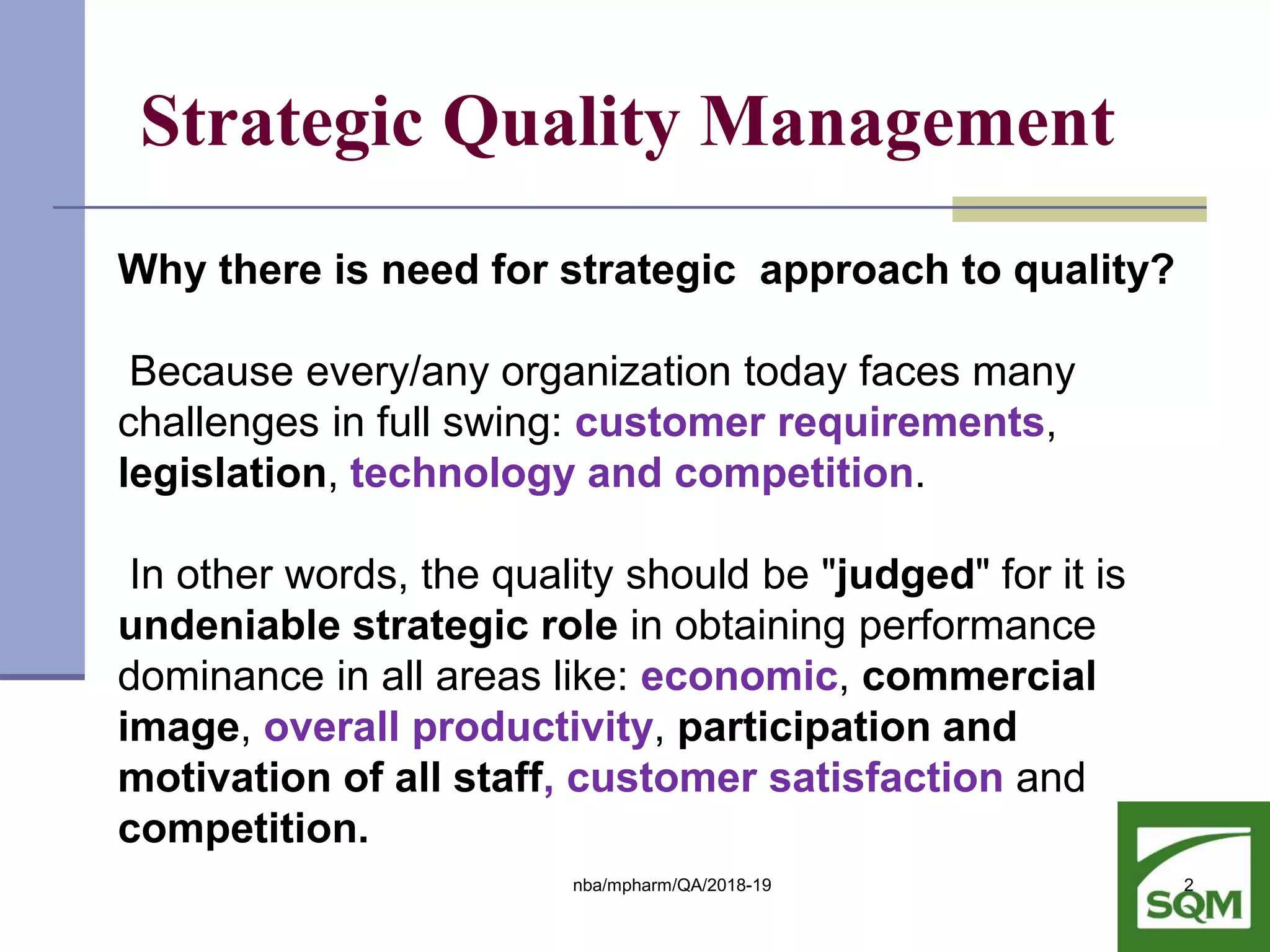 Strategic quality management | PPTX