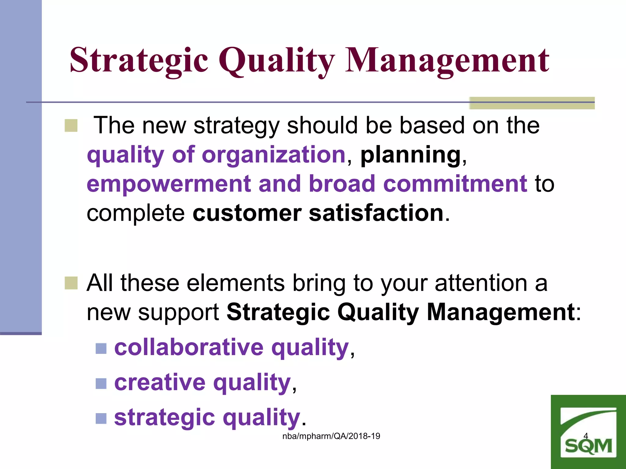 Strategic quality management | PPTX