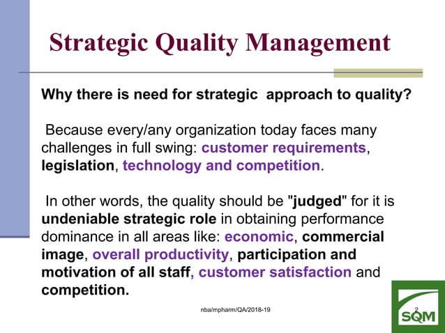 Strategic quality management | PPTX