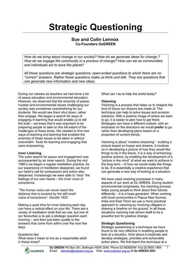 Strategic questioning | PDF