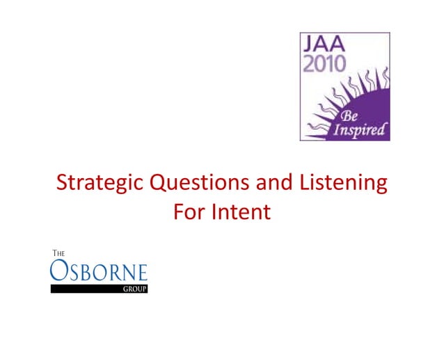 Strategic Questions and Listening | PPT
