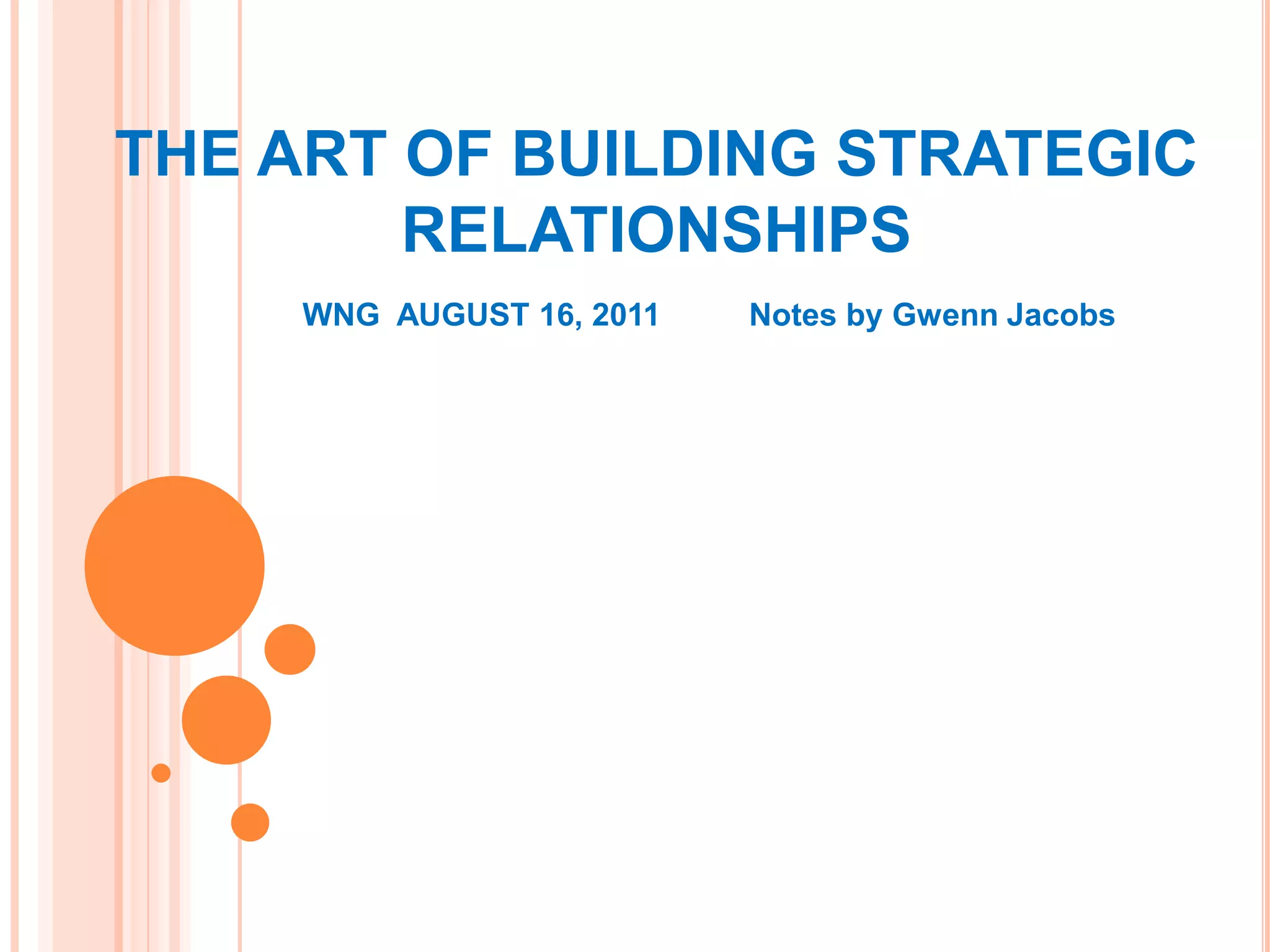 The Art of Building Strategic Relationships | PPT