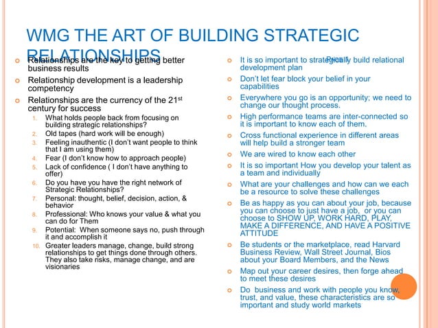 The Art of Building Strategic Relationships | PPT