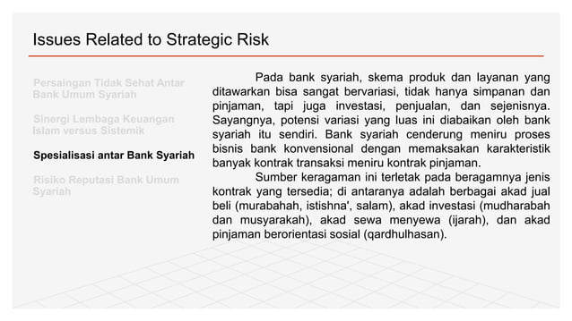 Strategic risk ini bank syariah in indonesia | PPT