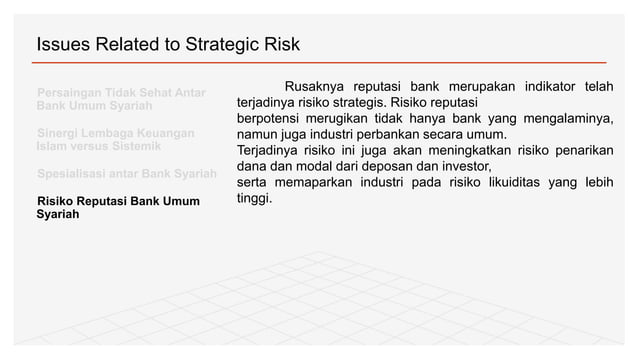 Strategic risk ini bank syariah in indonesia | PPT