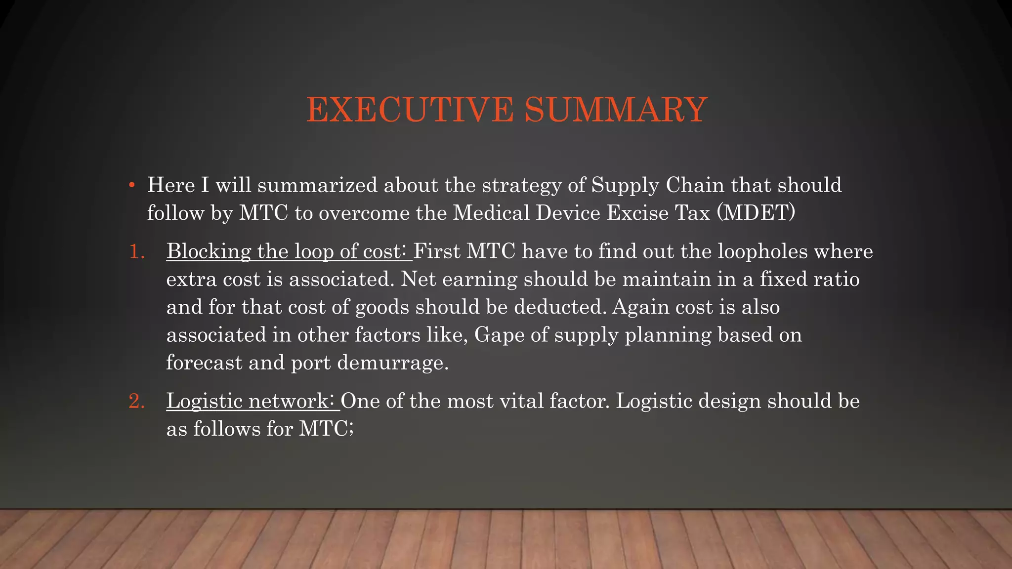 Strategic supply chain for MTC | PPTX