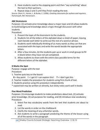 Strategic teaching summary (1) | PDF