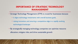 Strategic Technology Management (Competitive Advantage in Technology) | PDF