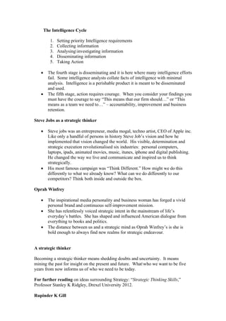 Strategic Thinking, TCF and Action Plans | PDF