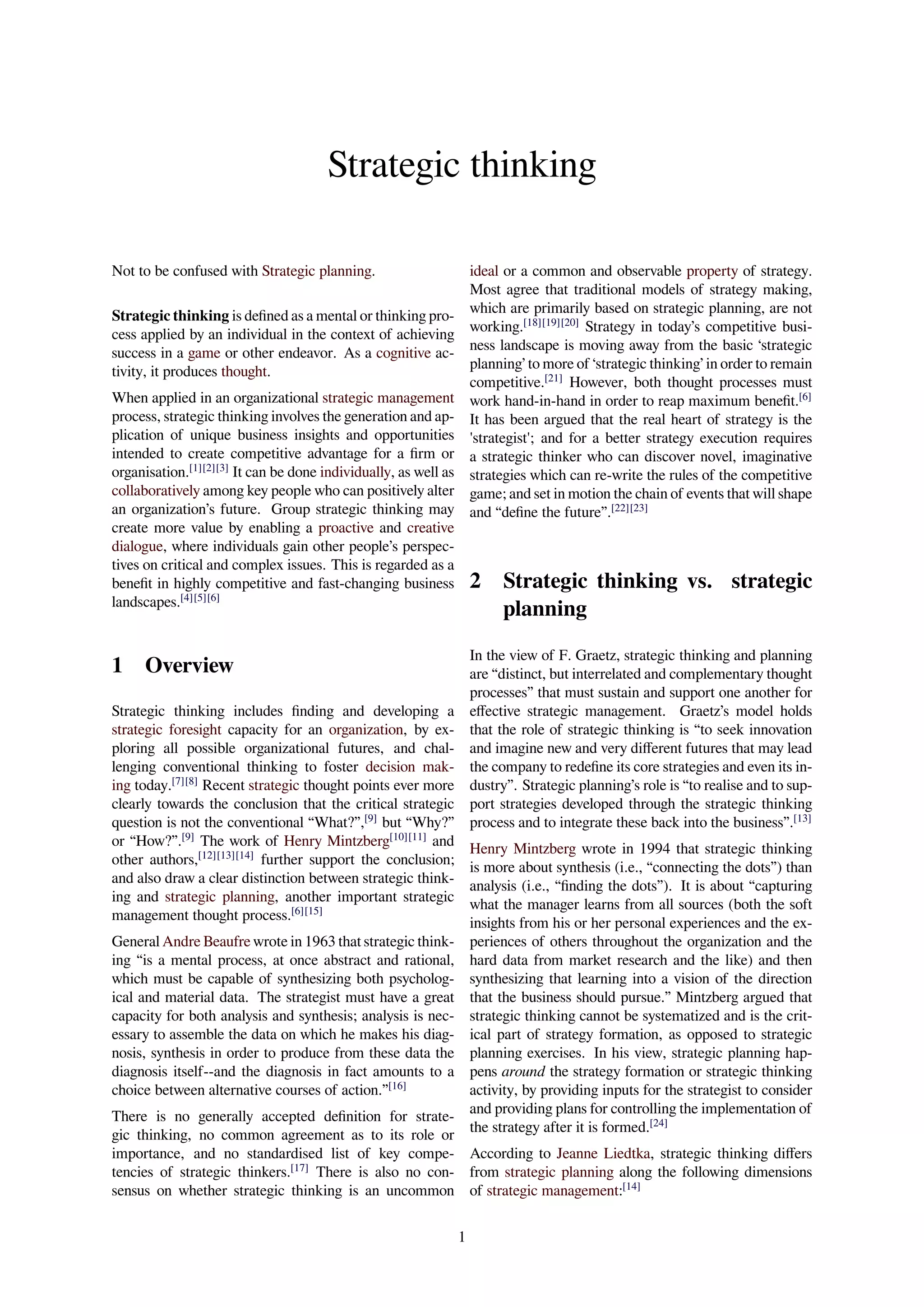 Strategic thinking | PDF | Business Administration | Business