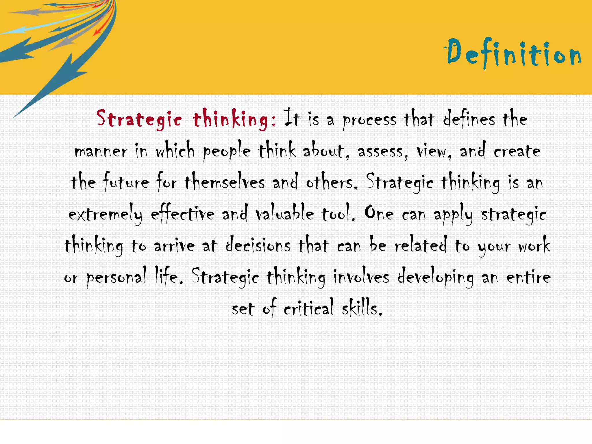 Strategic thinking | PPT | Business | Business and Finance