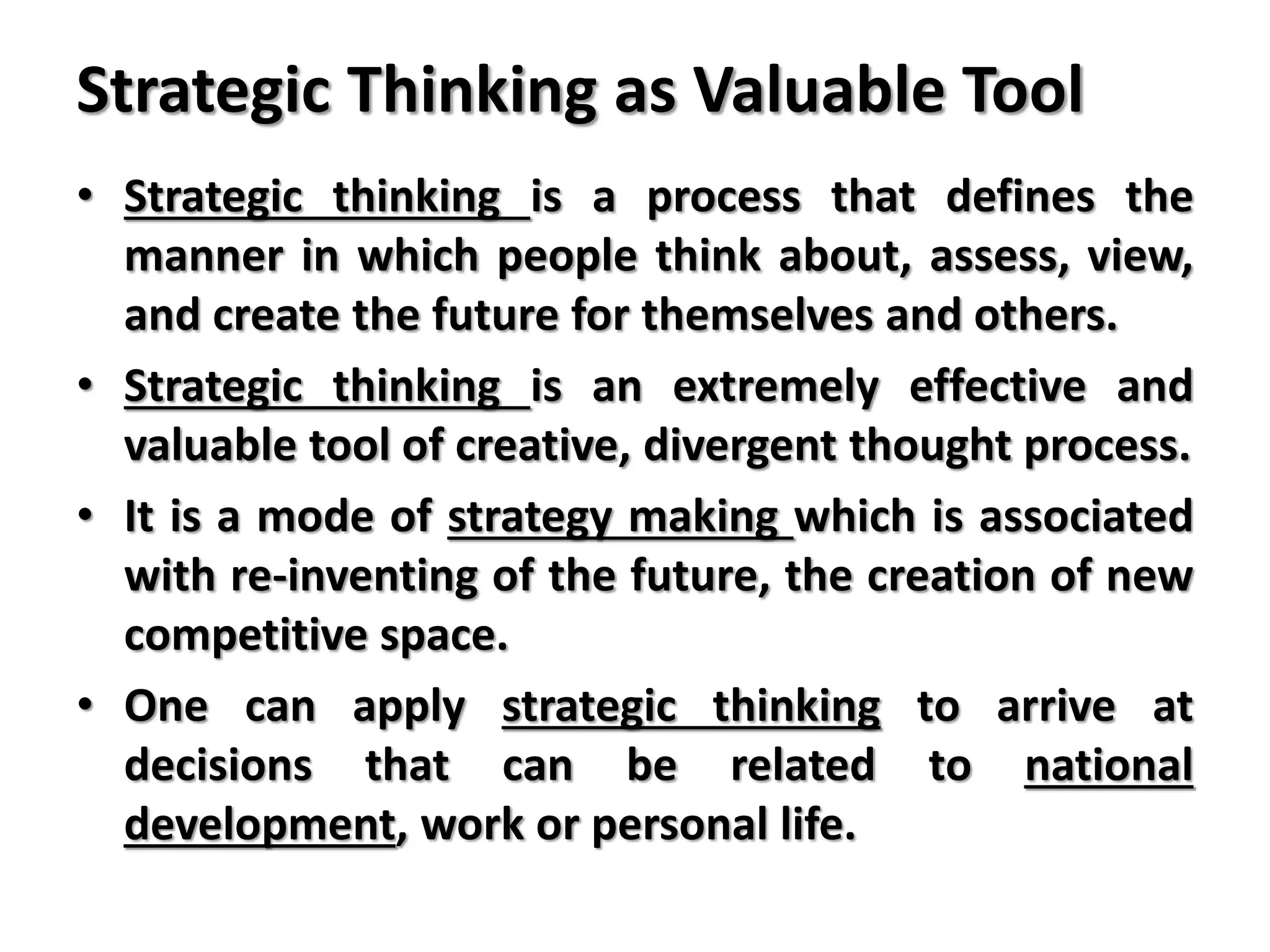 STRATEGIC THINKING: THE CHALLENGES AND IMPROVEMENT SKILLS | PPTX