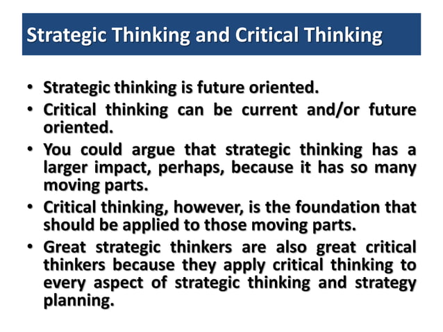 STRATEGIC THINKING: THE CHALLENGES AND IMPROVEMENT SKILLS | PPTX