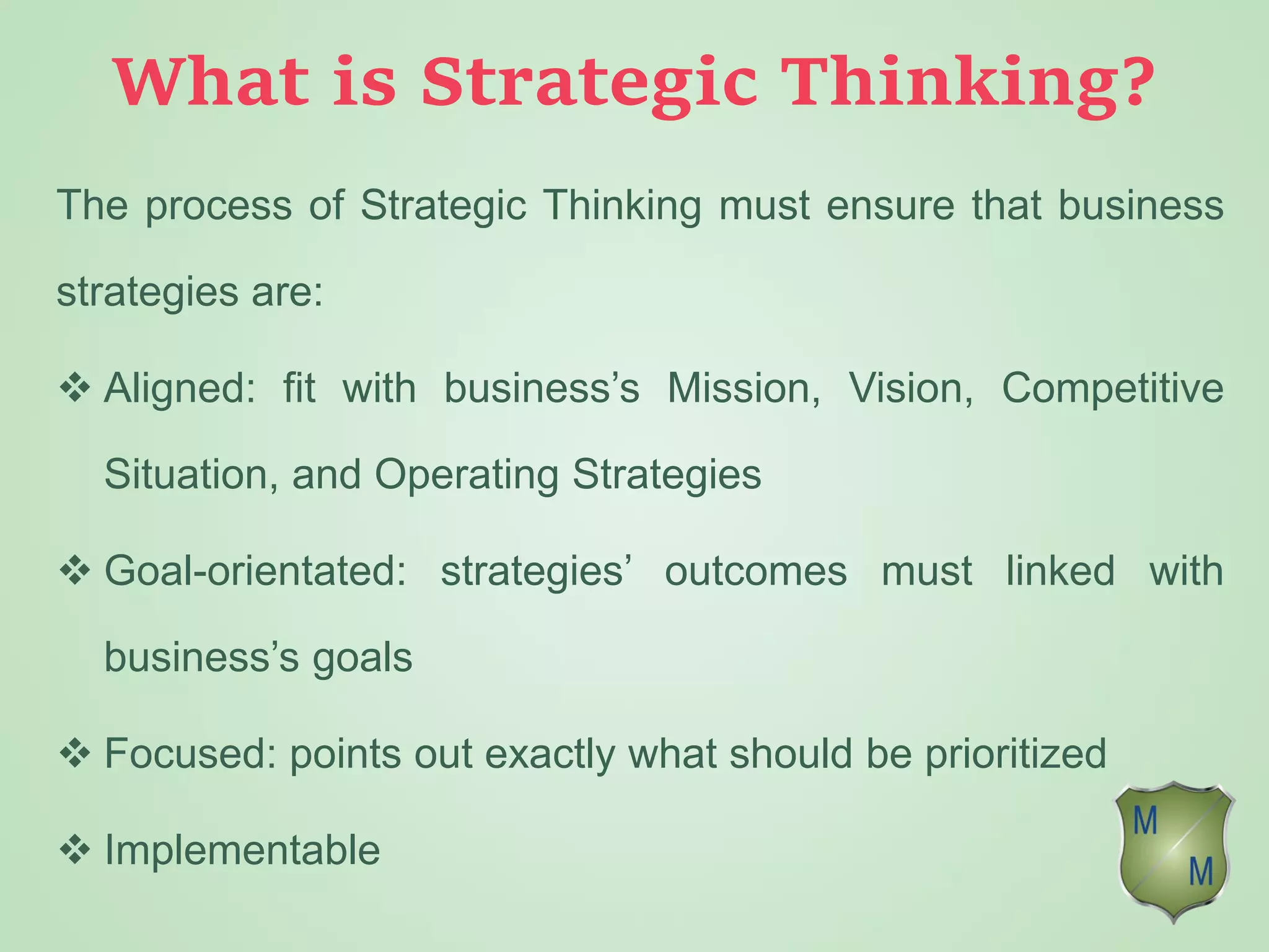 Strategic Thinking & Planning | PDF