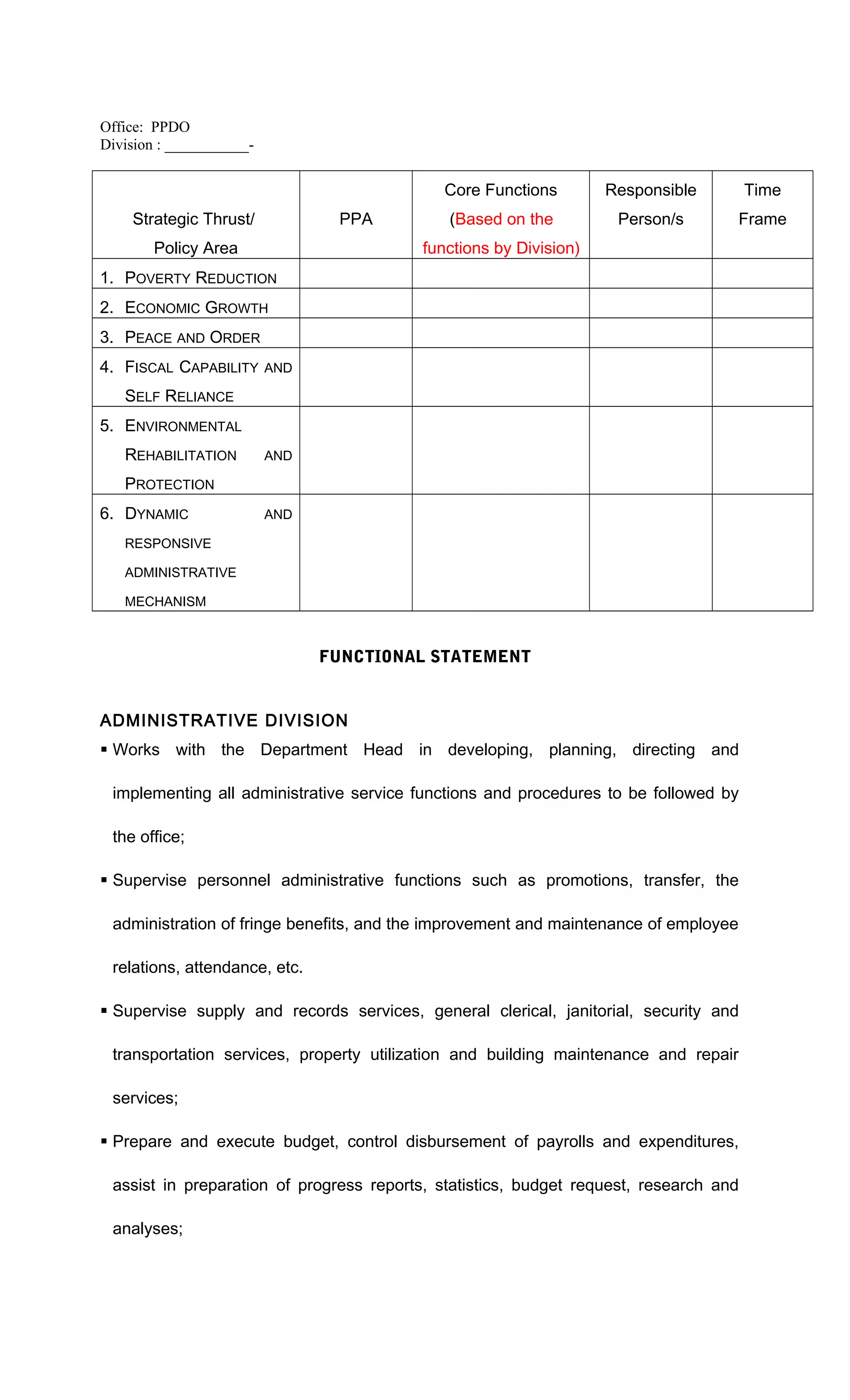 Strategic thrust form | DOC