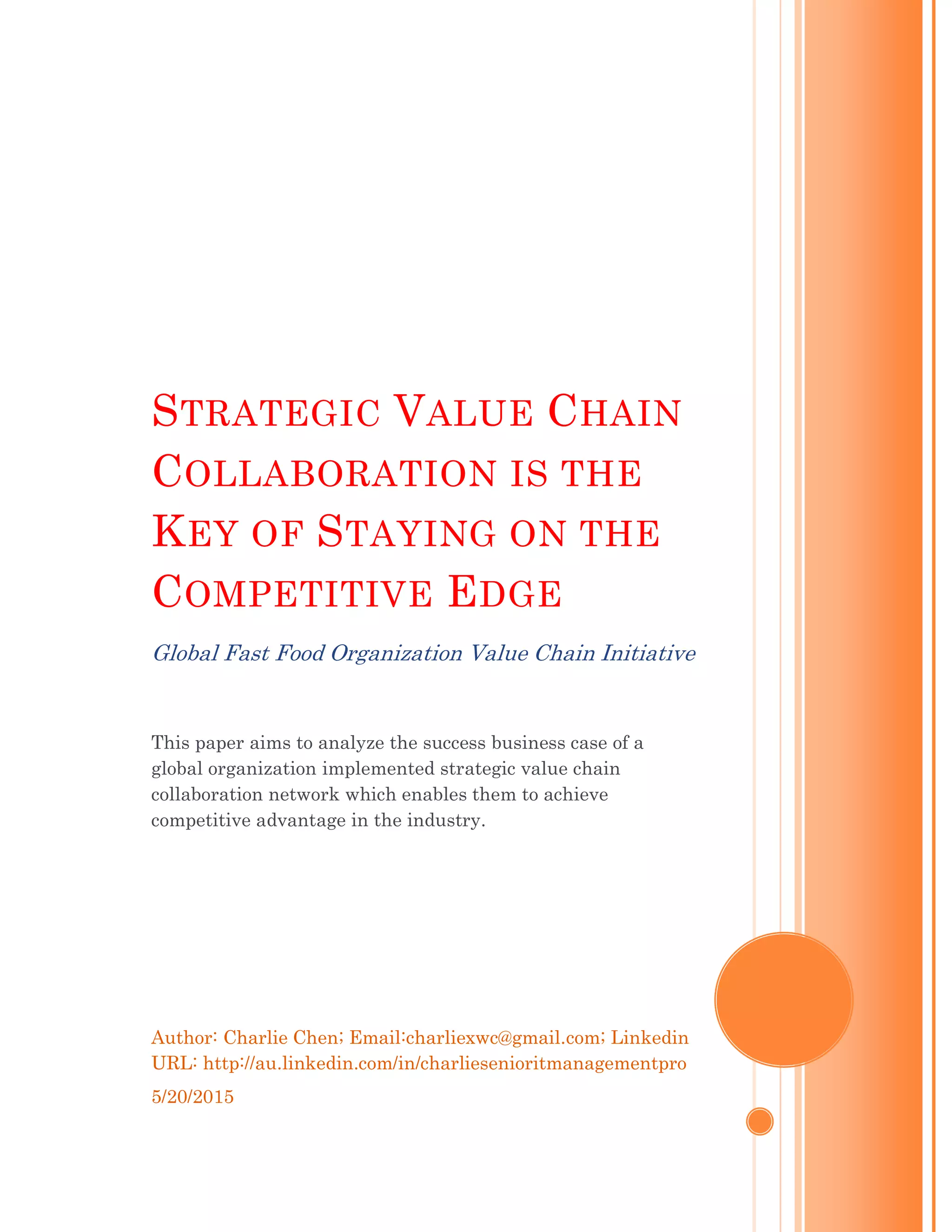 Strategic value chain collaboration management case study | PDF | Food ...