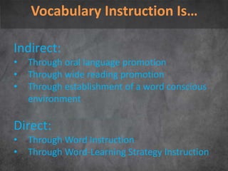 Strategic vocabulary instruction | PPTX