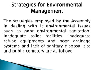 PRESENTATION ON PROPOSAL OF AN ENVIRONMENTAL MANAGEMENT STRATEGY ...
