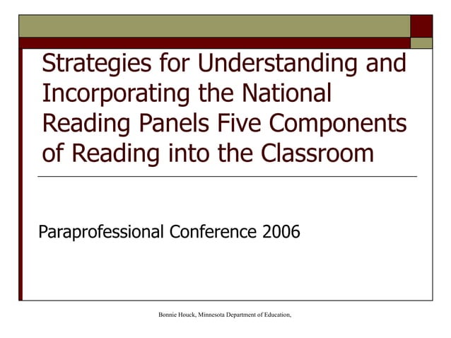 Strategies for Incorporating the National Reading Panels Five ...