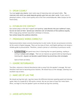 Strategies about successful listening and speaking skills Assignment | DOCX