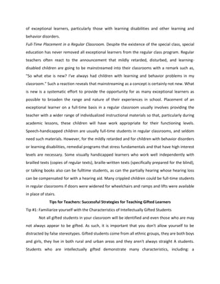 Strategies for adapting the classroom to meet the needs of the ...