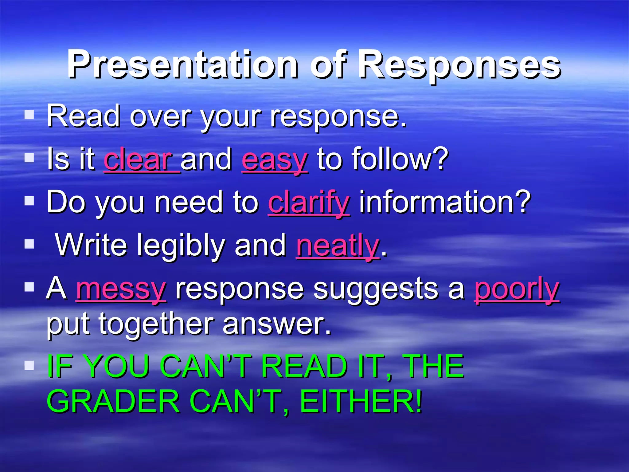 Strategies for answering open end questions | PPT