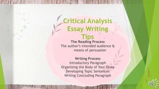Strategies For Critical Analysis Essay Writing | PPTX | Educational ...