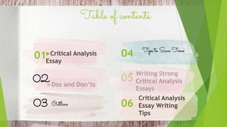 Strategies For Critical Analysis Essay Writing | PPTX