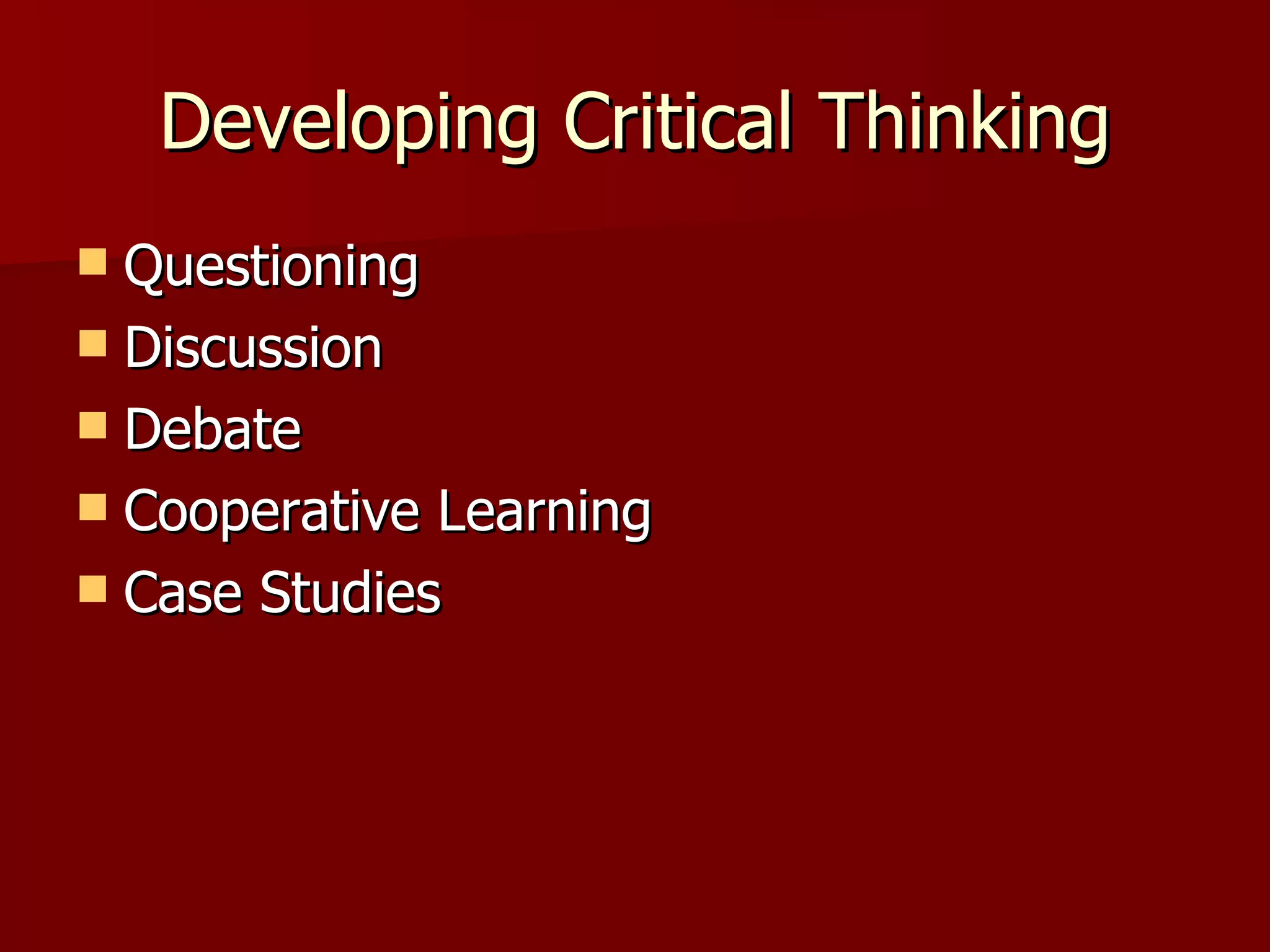 Strategies for developing creativity and critical thinking | PPT