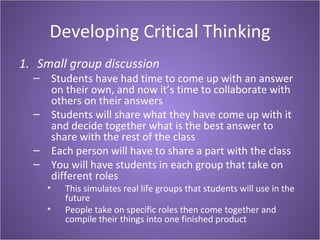 Strategies for devloping creativity and critical thinking | PPT
