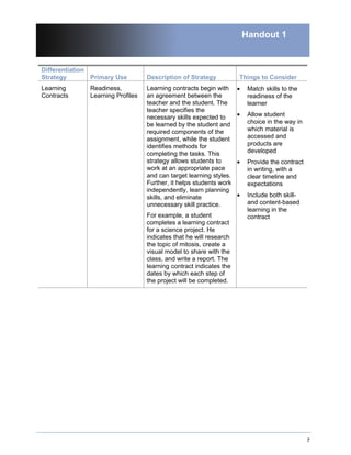 Strategies for differentiating instruction | DOC