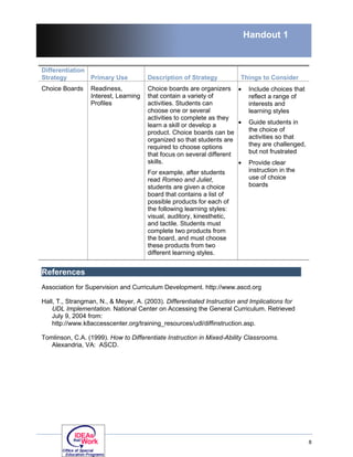 Strategies for differentiating instruction | DOC