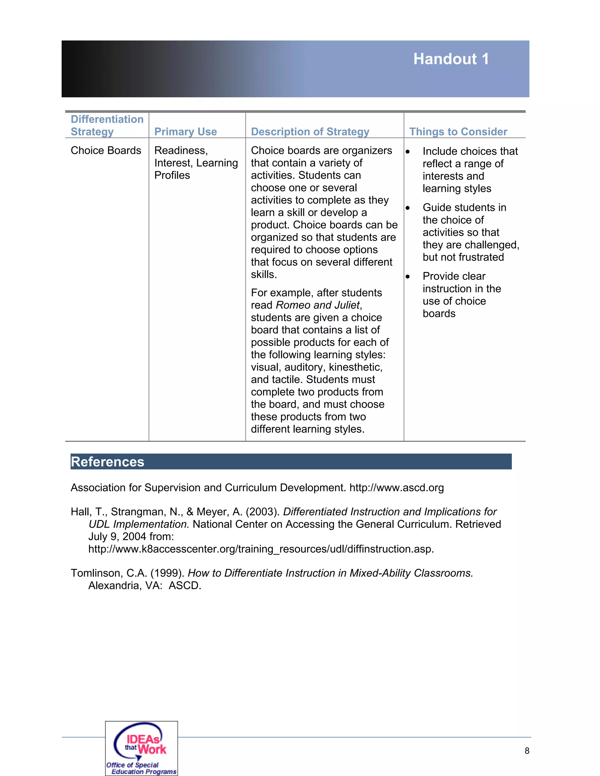 Strategies for Differentiating Instruction | DOC